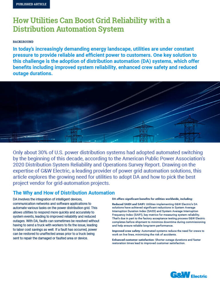 Boost Grid Reliability with Automation | G&W Electric