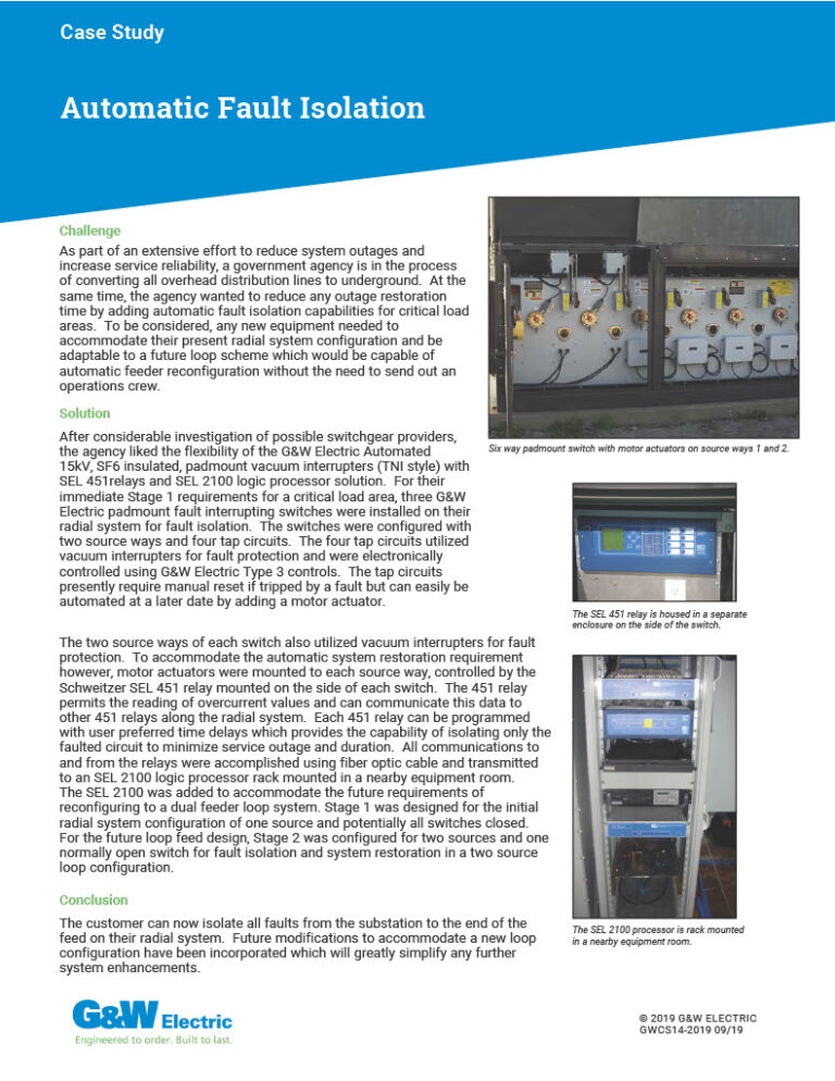 Automatic Fault Isolation System | G&W Electric