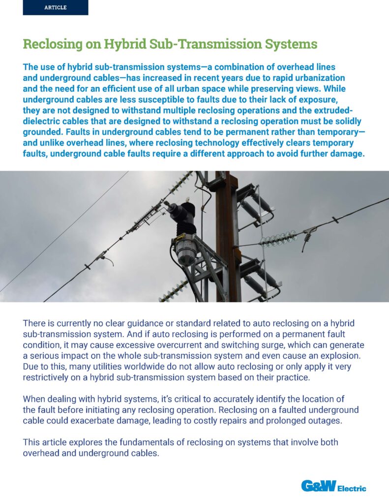 Reclosing Solutions for Hybrid Sub-Transmission | G&W Electric